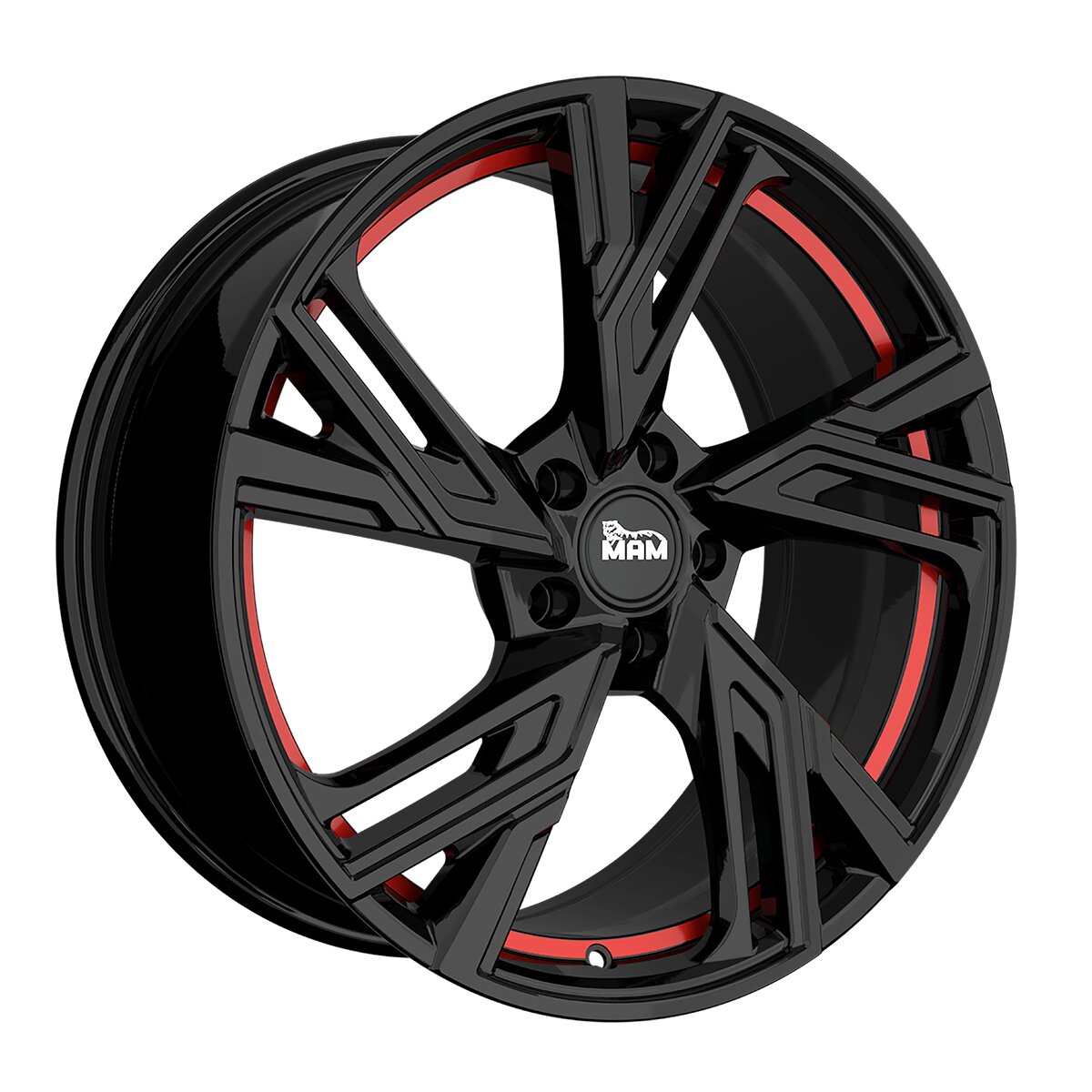 MAM RS5 Alufelge 8.0J 18" ET45 in Schwarz Rot mit ABE / Teilegutachte ...